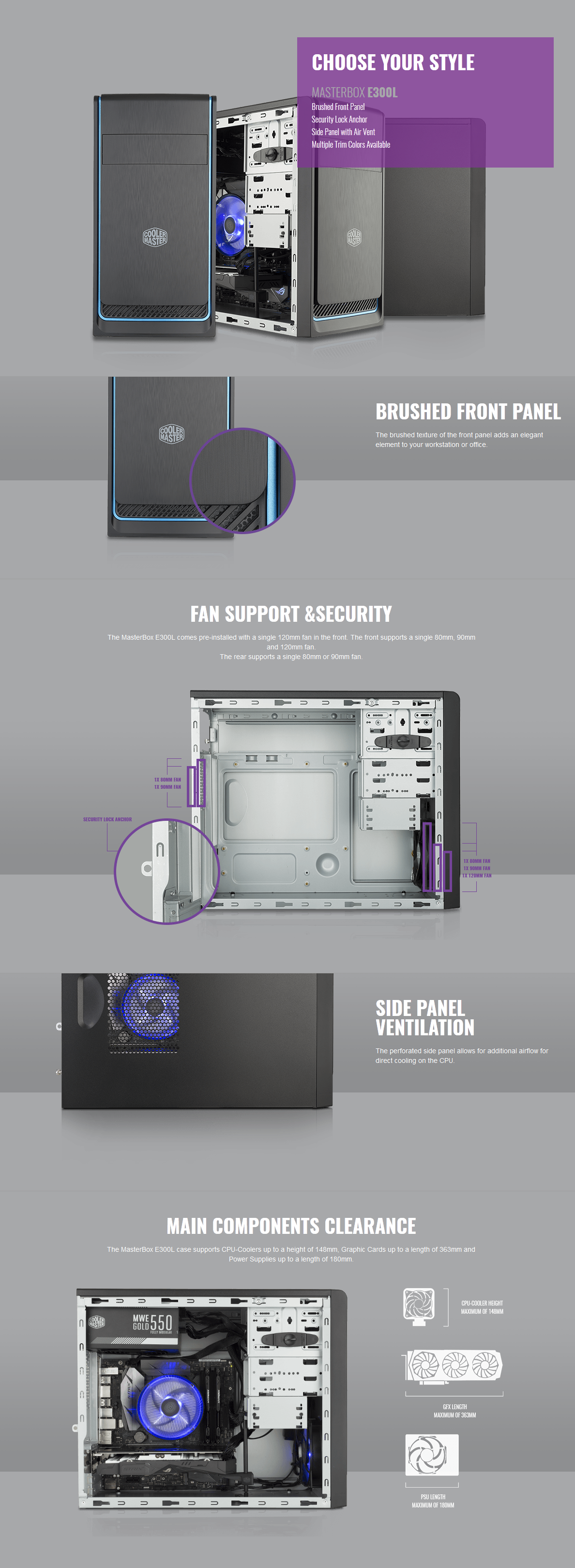 Cooler Master MasterBox E300L Silver Mini Tower mA MCB-E300L-KN5N-B02 | shopping express online